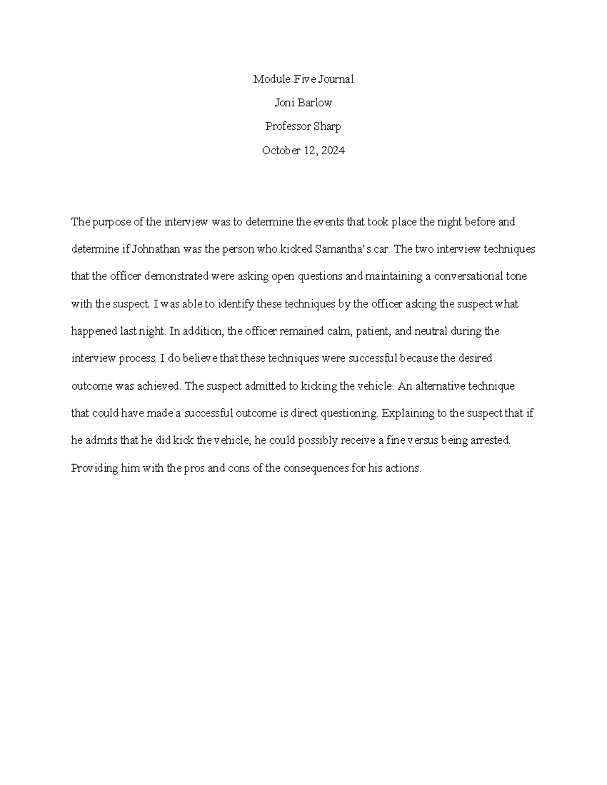 Module 5 Journal - Module Five Journal Joni Barlow Professor Sharp ...