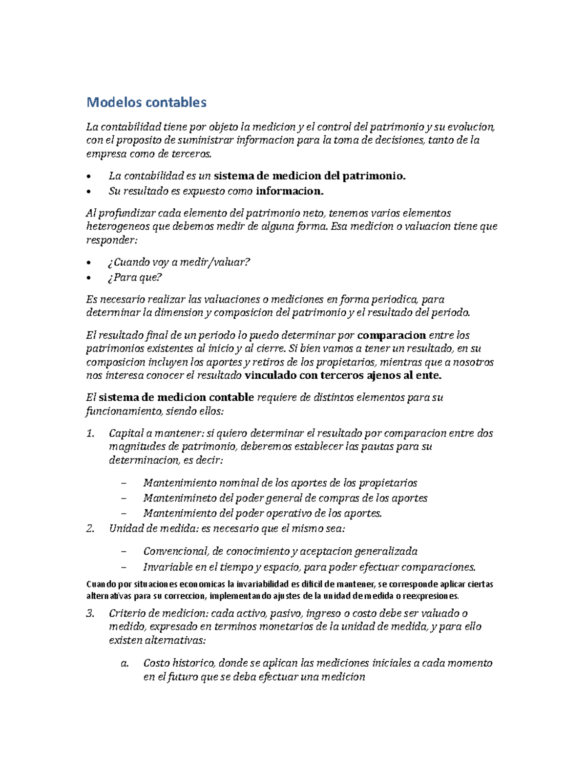 Modelos contables - Contabilidad II C 2021 - Modelos contables La ...