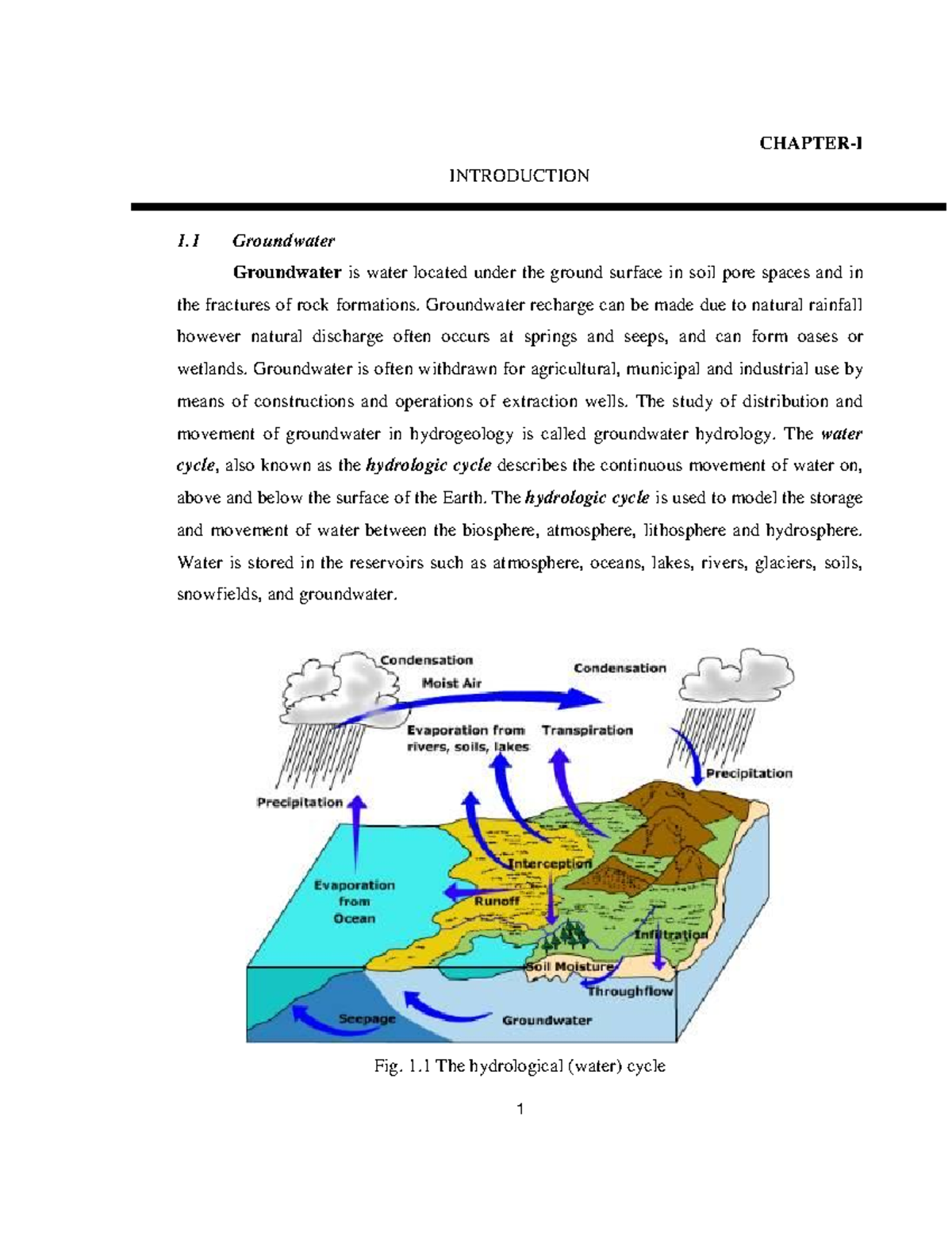 08 chapter 1 Groundwater - CHAPTER-I INTRODUCTION 1 Groundwater Groundwater is water located ...