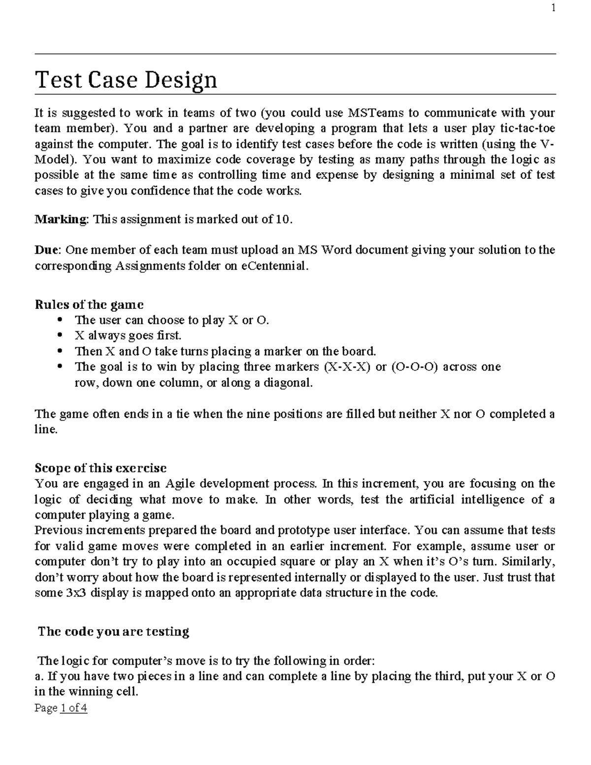 A4-Test Case Spec - test case secenario - Test Case Design It is ...