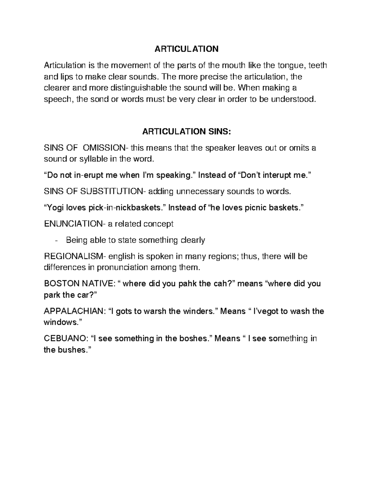 Articulation - ARTICULATION Articulation is the movement of the parts ...