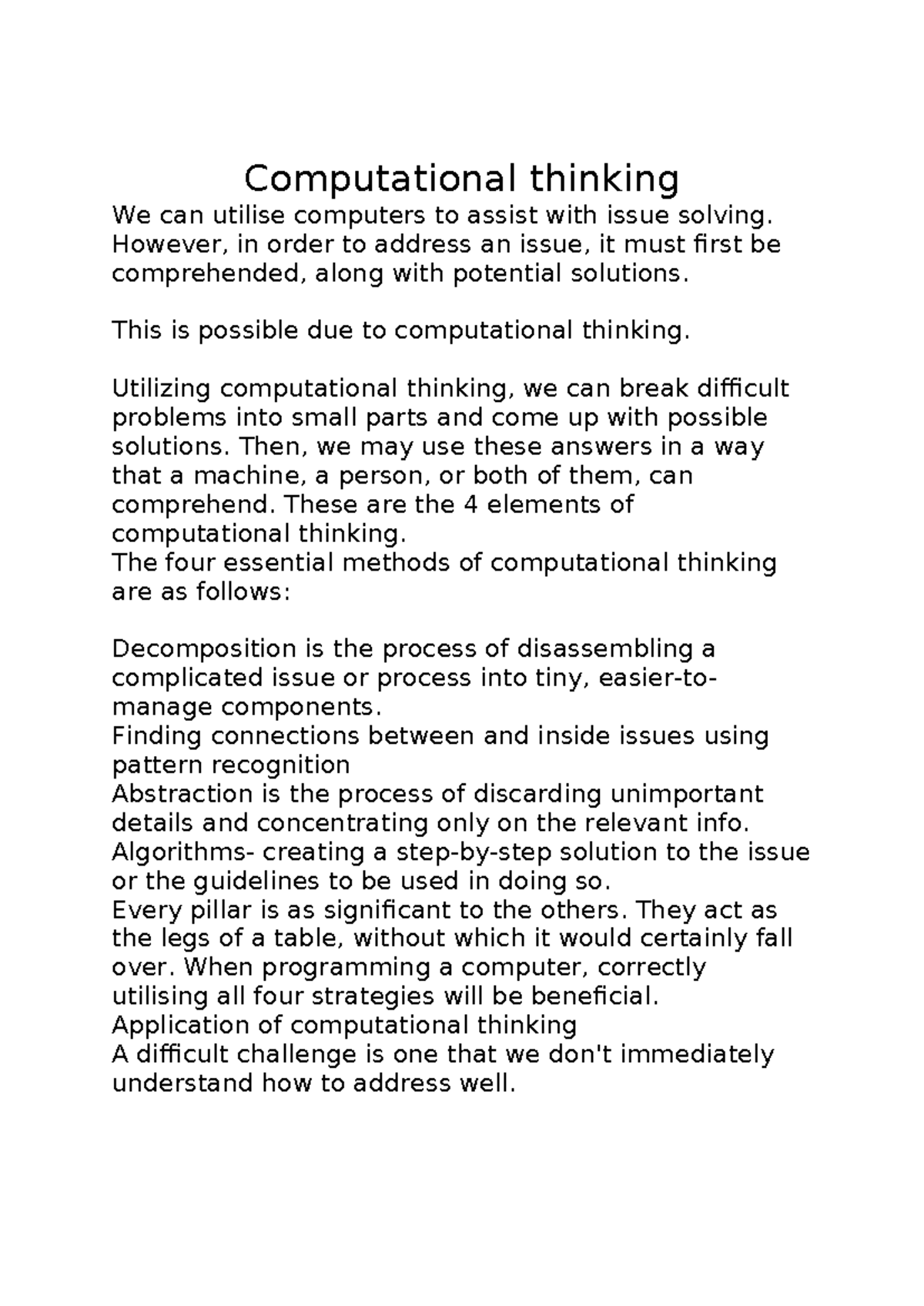 Computational Thinking Completed Computational Thinking We Can Utilise Computers To Assist