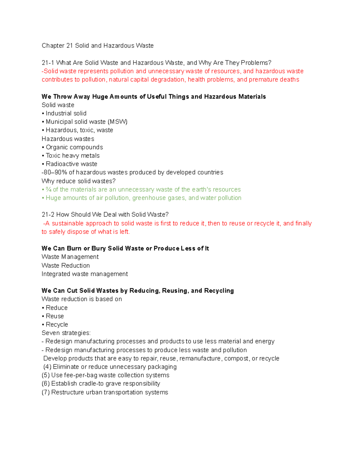 24P Camm - Chapter 21 Reading Notes - Chapter 21 Solid and Hazardous ...