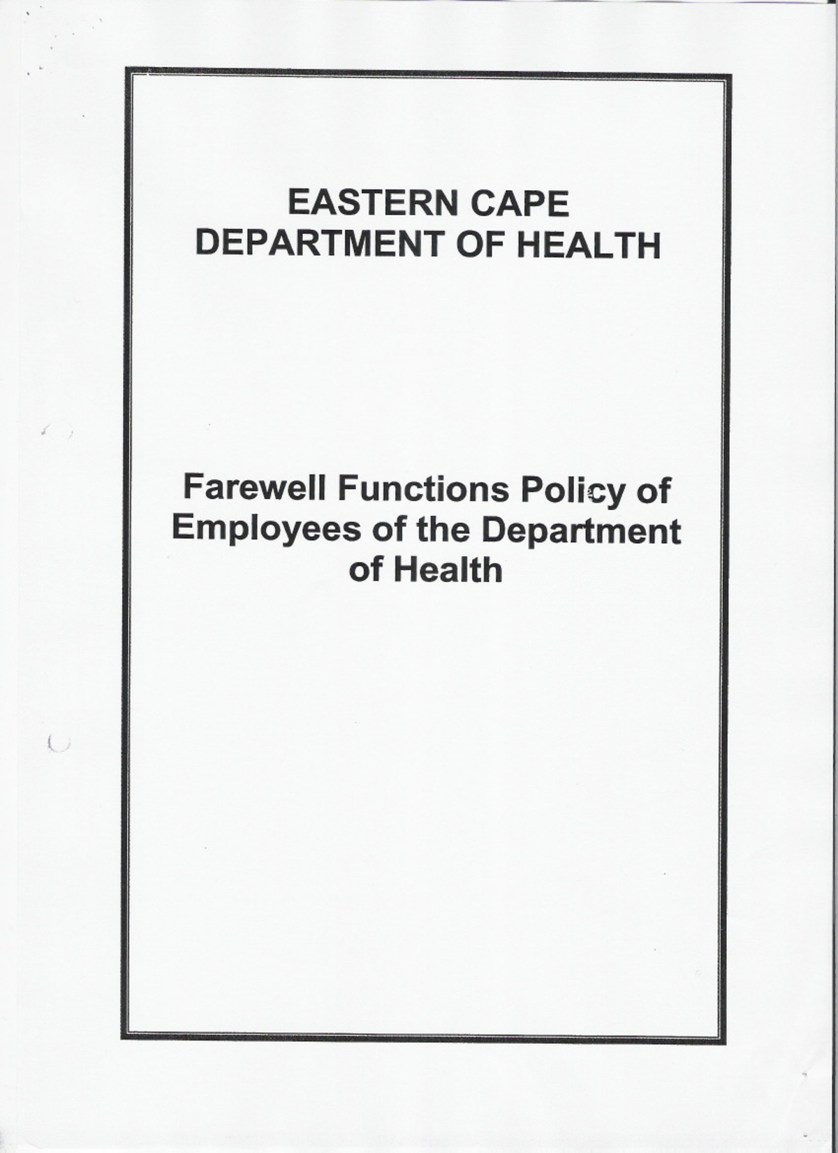 Ecdoh Farewell Functions Policy of Employees of the Departme - PLC2602 ...