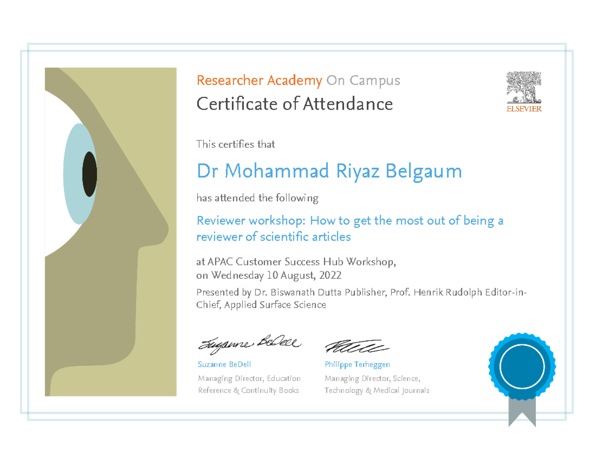 Reviewer workshop get reviewer scientific articles certificate 10 ...