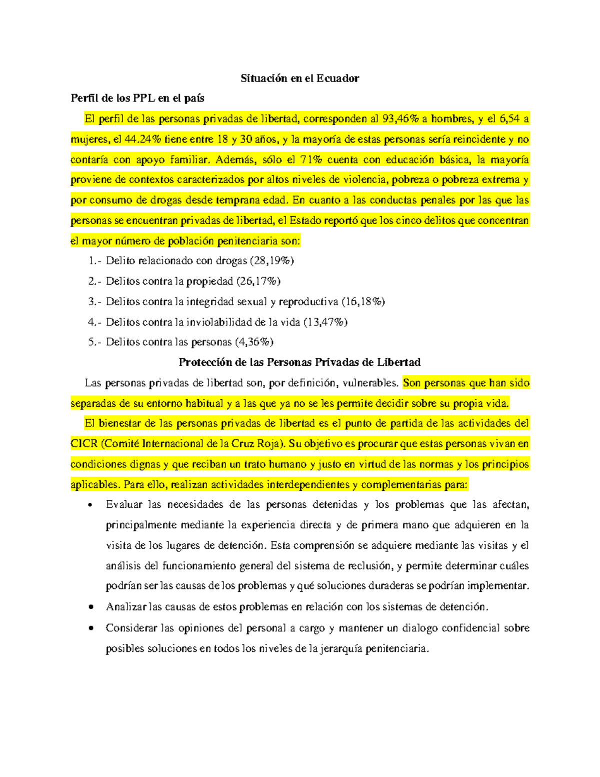 Situación en el Ecuador - Situación en el Ecuador Perfil de los PPL en ...