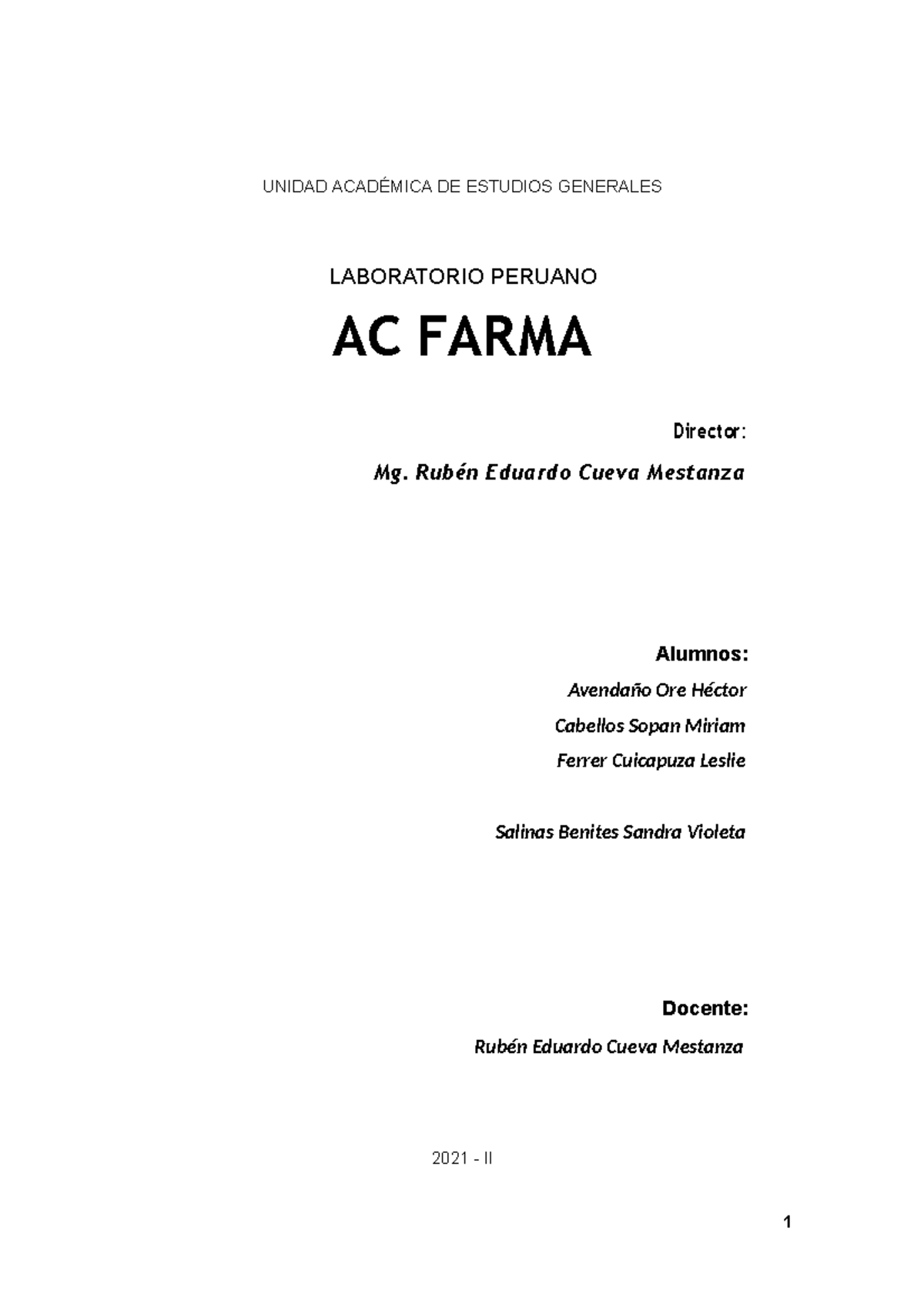 Lab. AC Farma resolución de caso clínico - UNIDAD ACADÉMICA DE ESTUDIOS ...