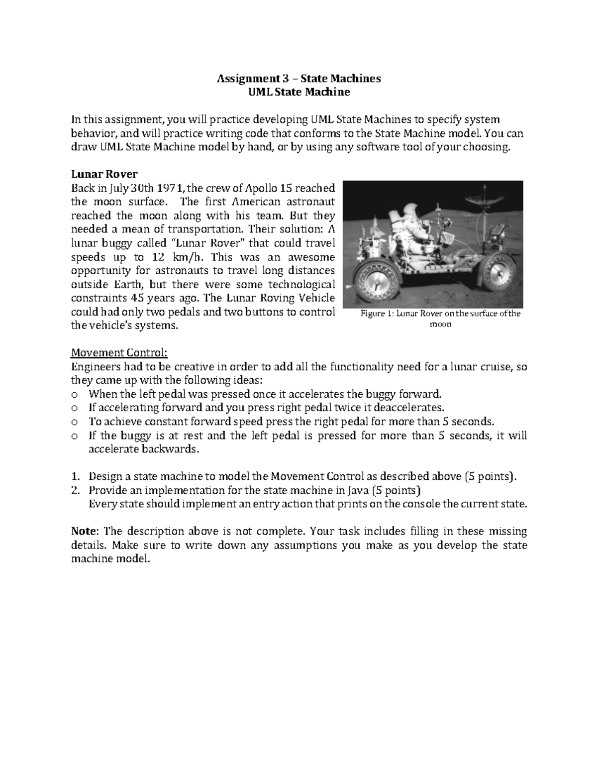 Assignment 3 - Summer 2021 - Assignment 3 – State Machines UML State ...