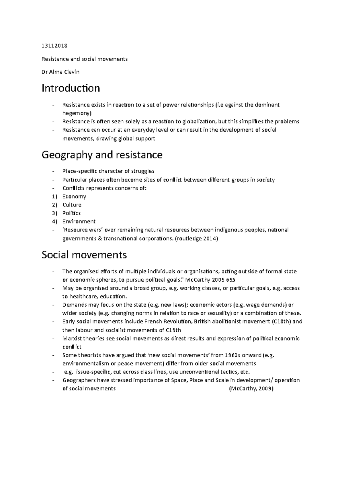 Social movements - 13112018 Resistance and social movements Dr Alma ...