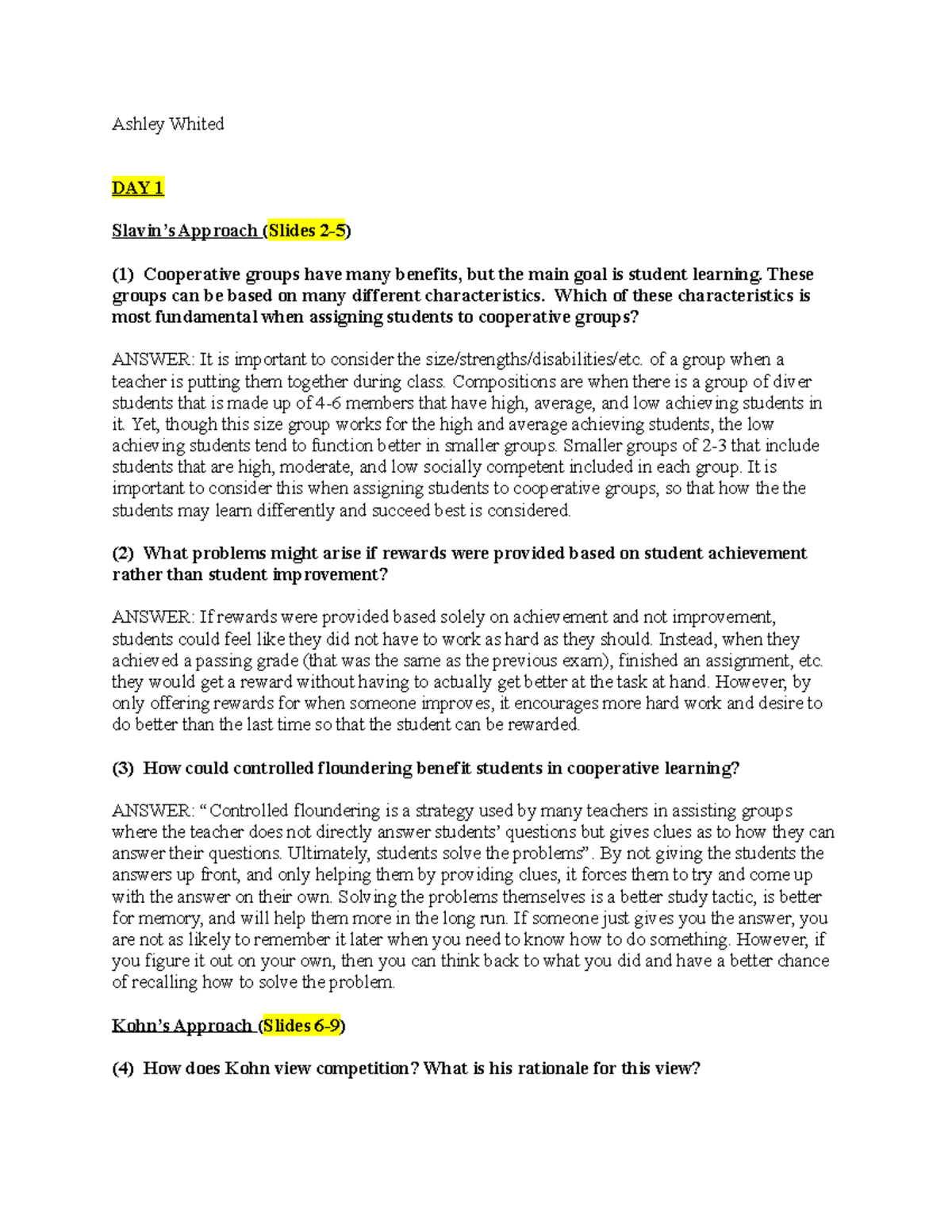 EDPY Unit B Day 1 - Lecture notes 1 - Ashley Whited DAY 1 Slavin’s ...