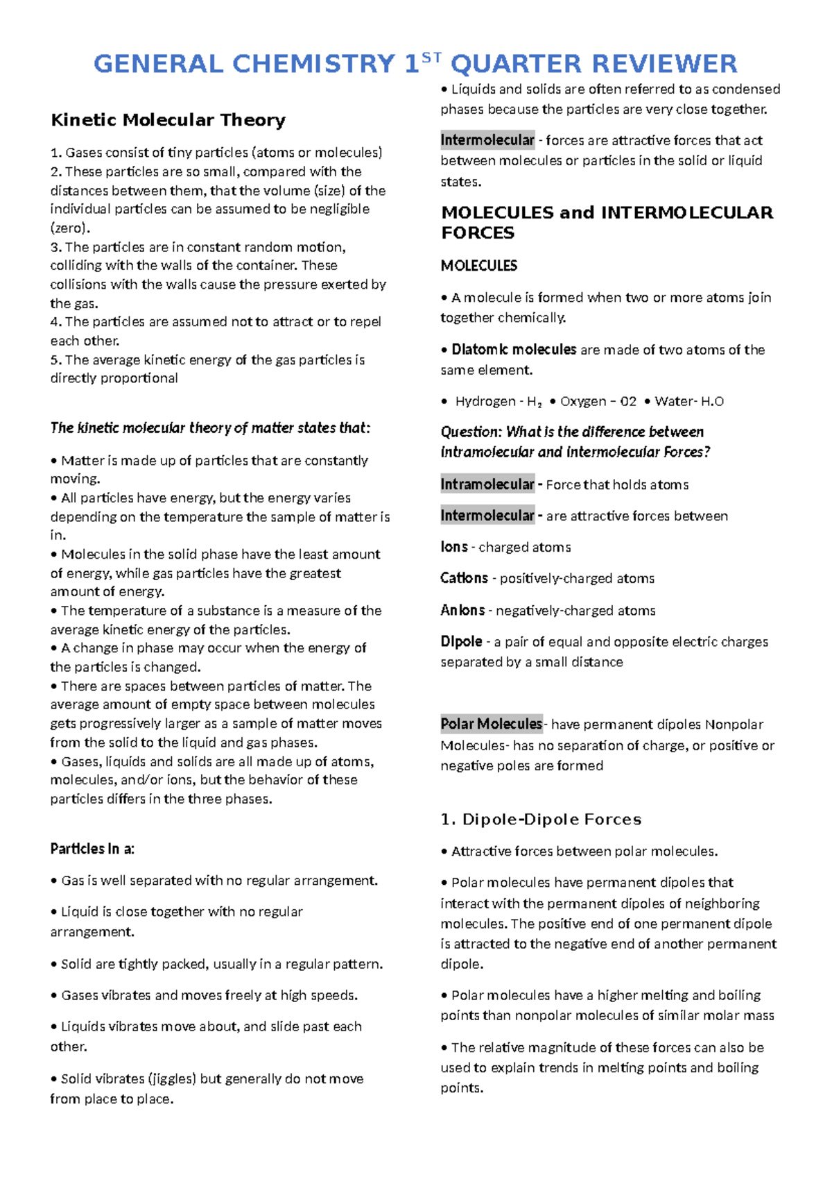 General Chemistry 1ST Quarter Reviewer - GENERAL CHEMISTRY 1 QUARTER ...