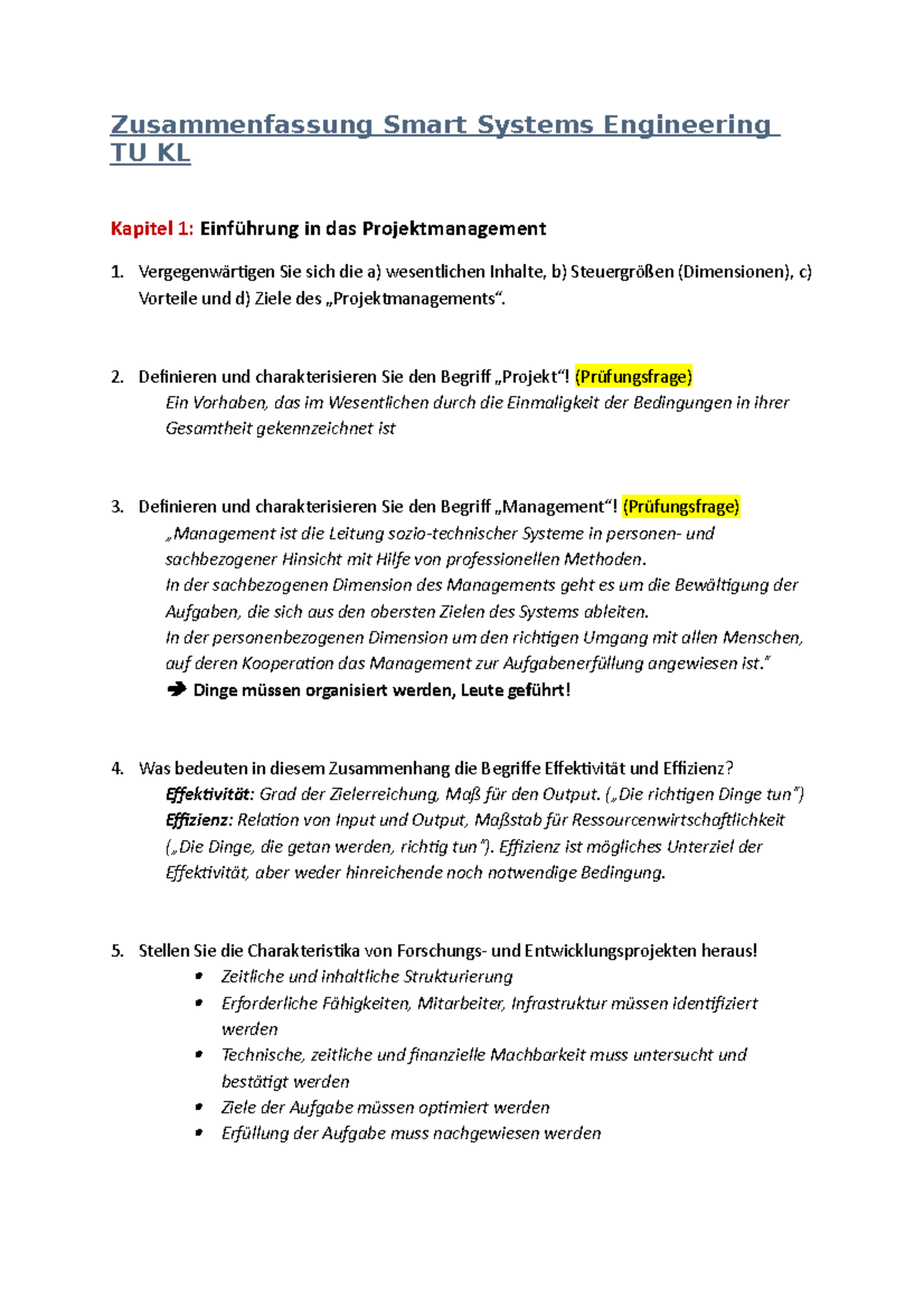 Zusammenfassung Smart Systems Engineering - Definieren und ...