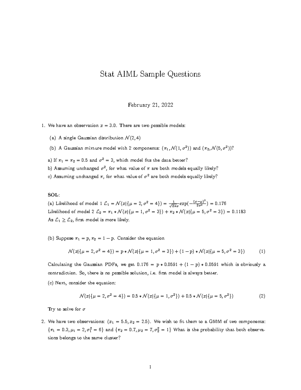 Practice Module 4 with solutionsketch - Stat AIML Sample Questions ...