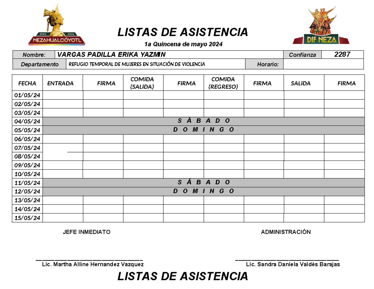 Lista DE Asistencia Marzo - LISTAS DE ASISTENCIA 1a Quincena de mayo ...