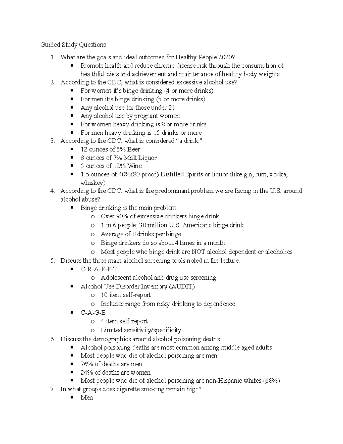 3805 Guided Study Questions Health Promotion - Guided Study Questions ...