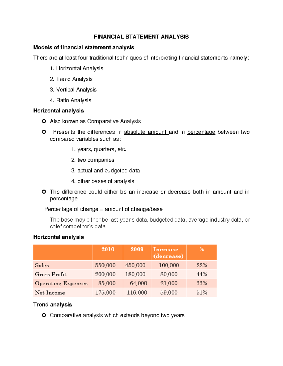 Financial Statement Analysis - FINANCIAL STATEMENT ANALYSIS Models of ...