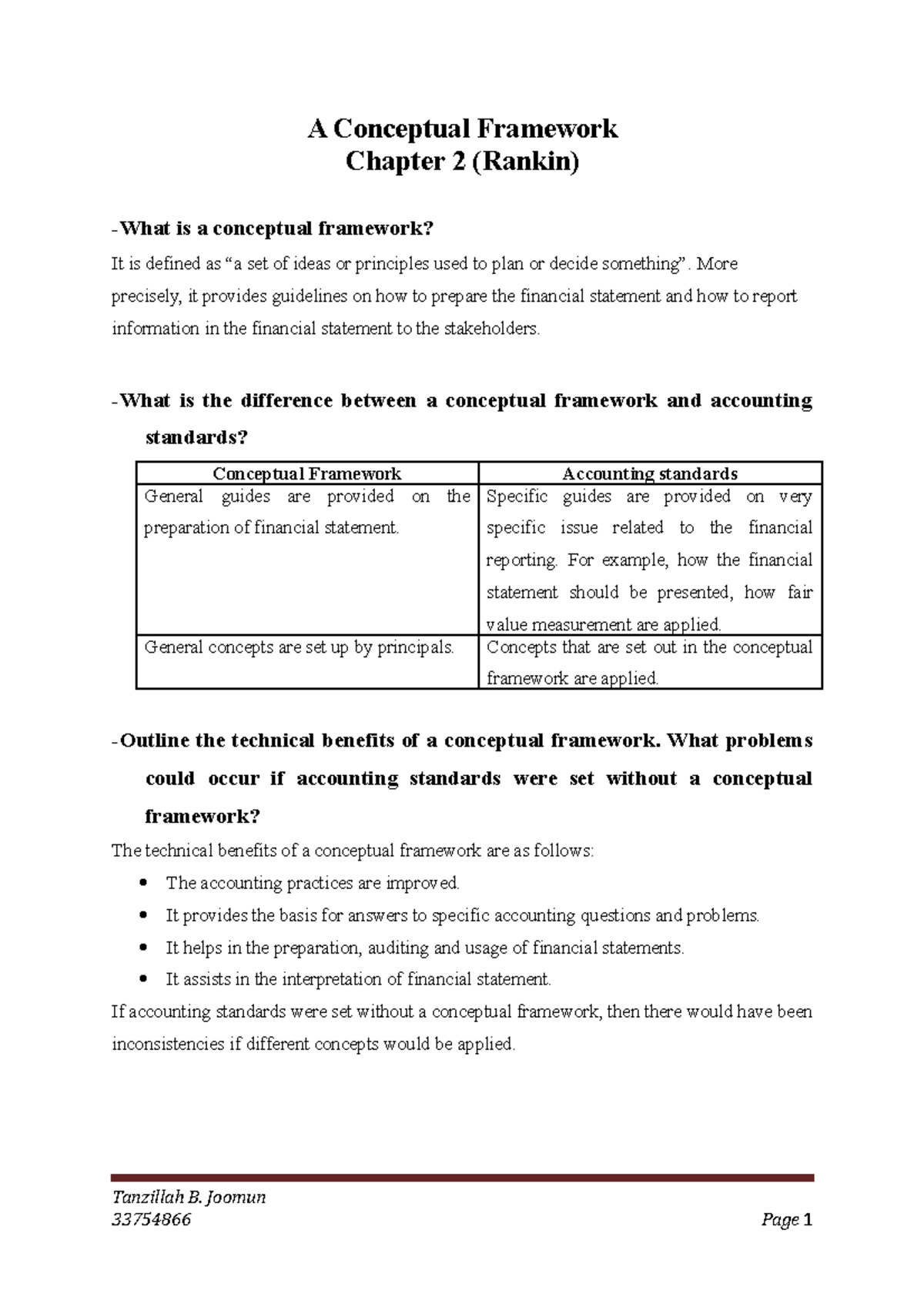 Tutorial 2 questions -CF - A Conceptual Framework Chapter 2 (Rankin ...