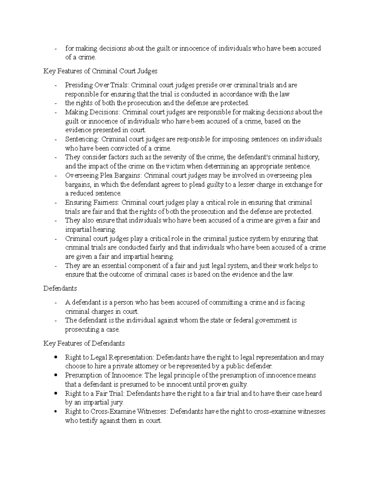 Criminal Law notes 7 - for making decisions about the guilt or ...