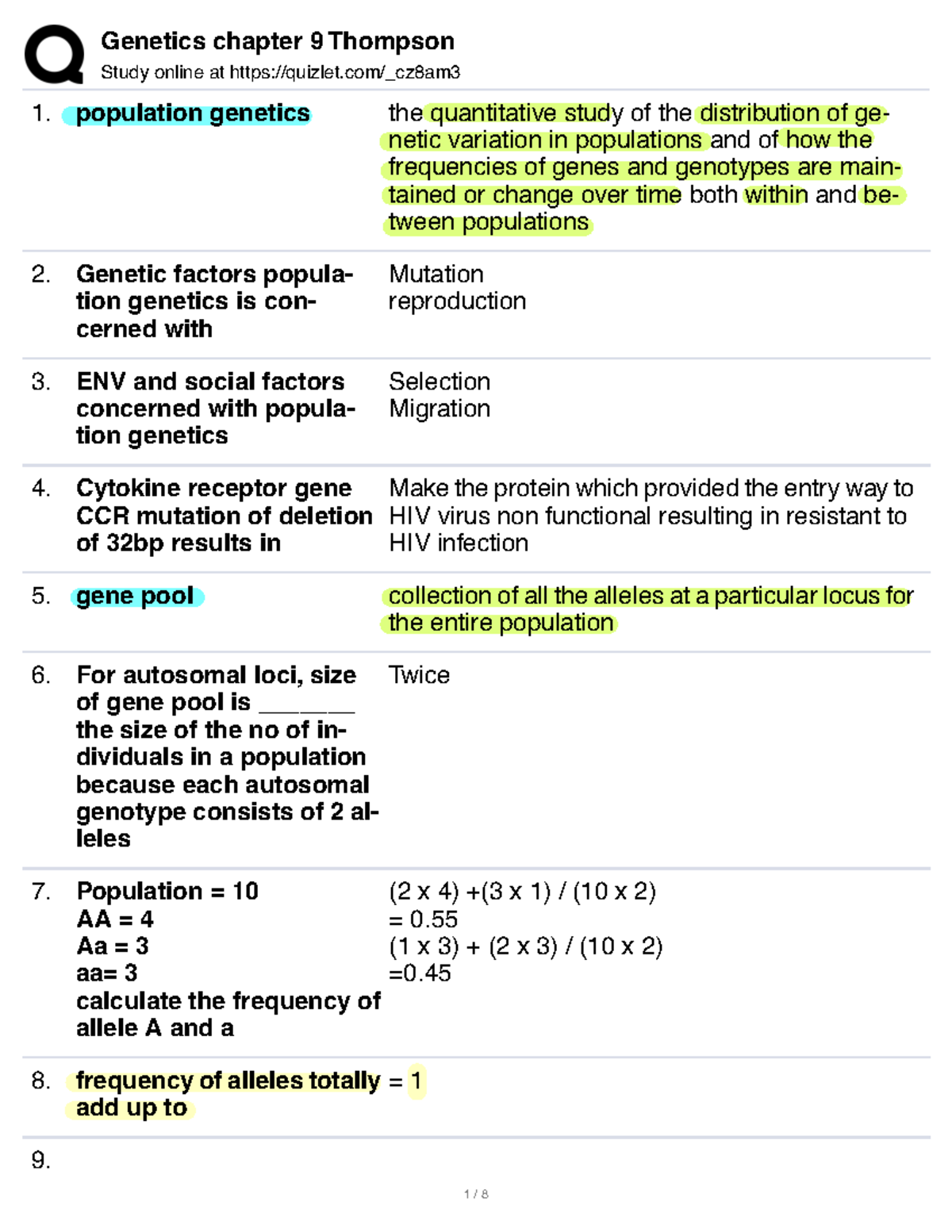 Genetics chapter 9 - Study online at quizlet/_cz8am population genetics ...