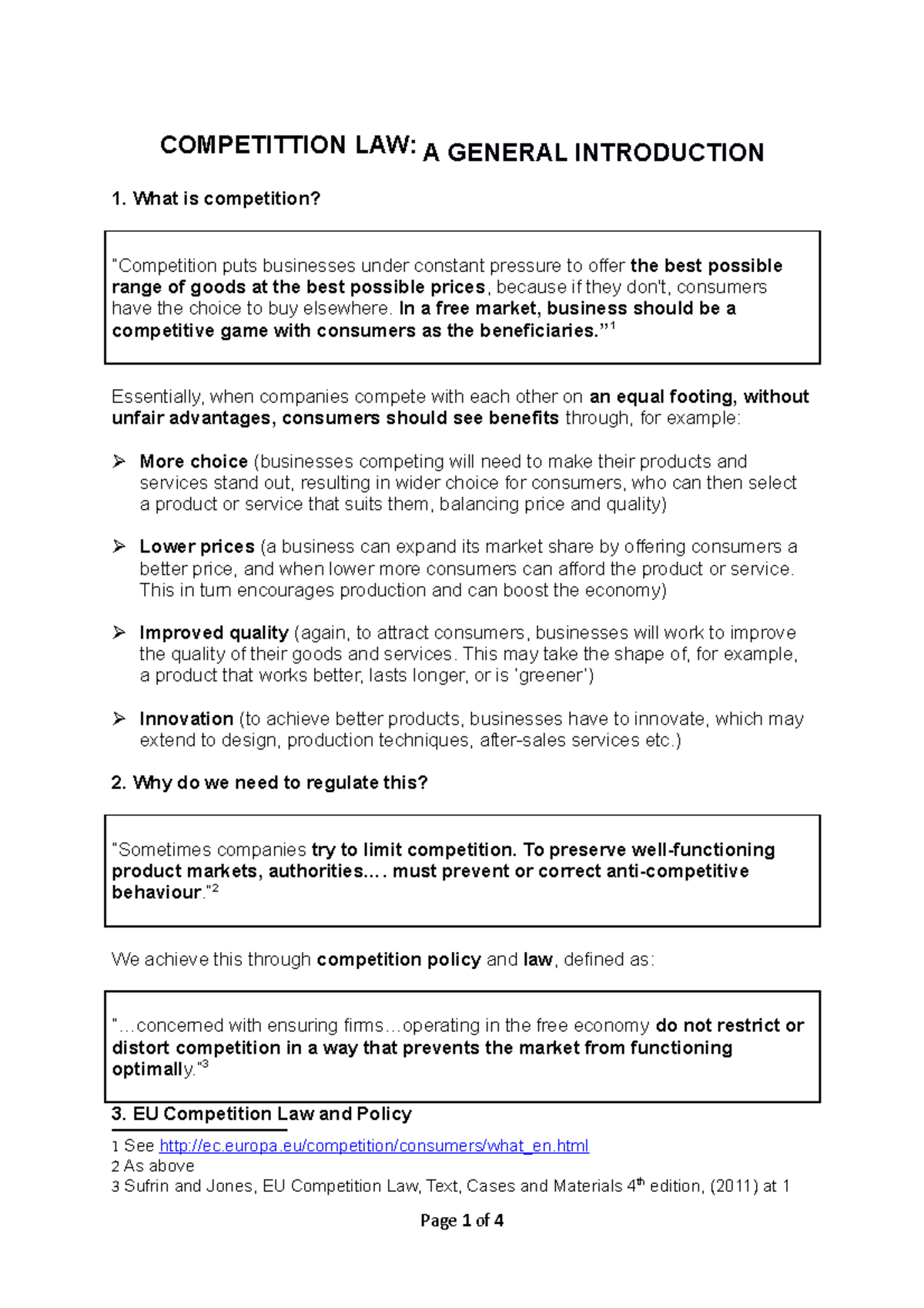 General Introduction to Competition Law - LDBM52 - Marjon - Studocu