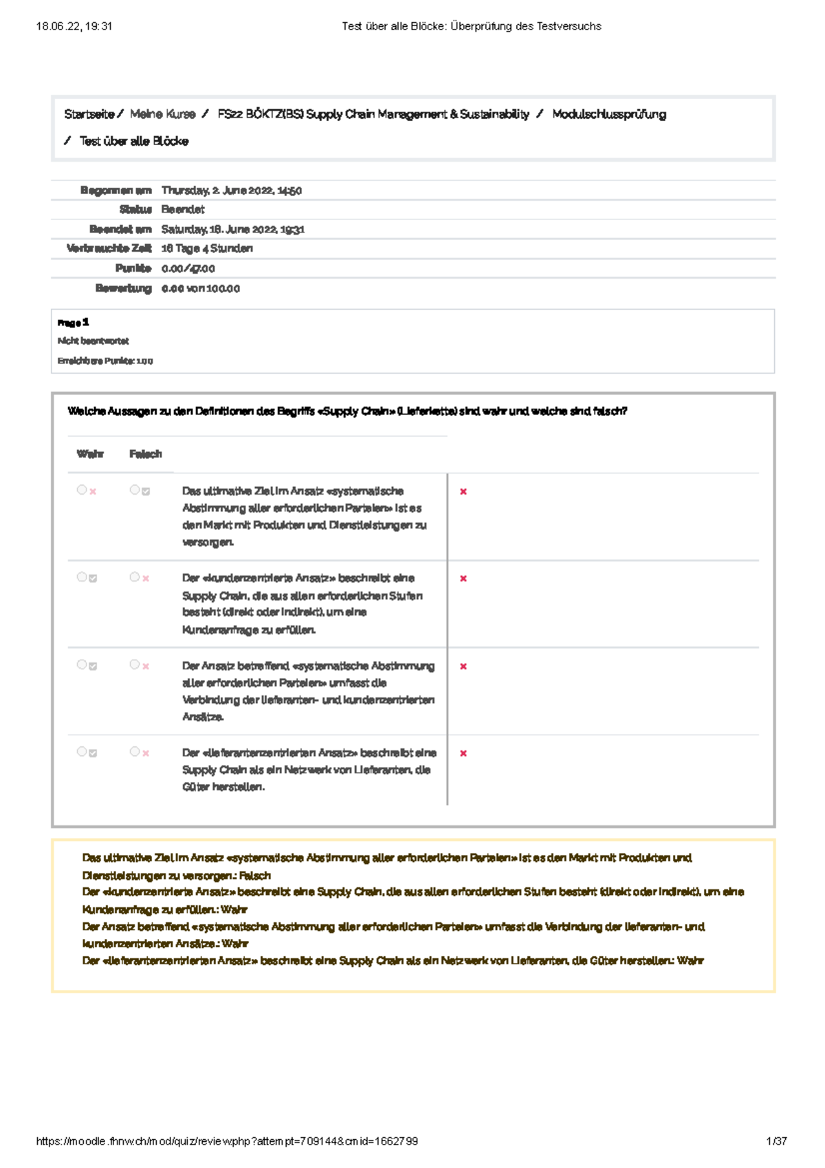 Test über alle Blöcke Überprüfung des Testversuchs SCM - Startseite ...