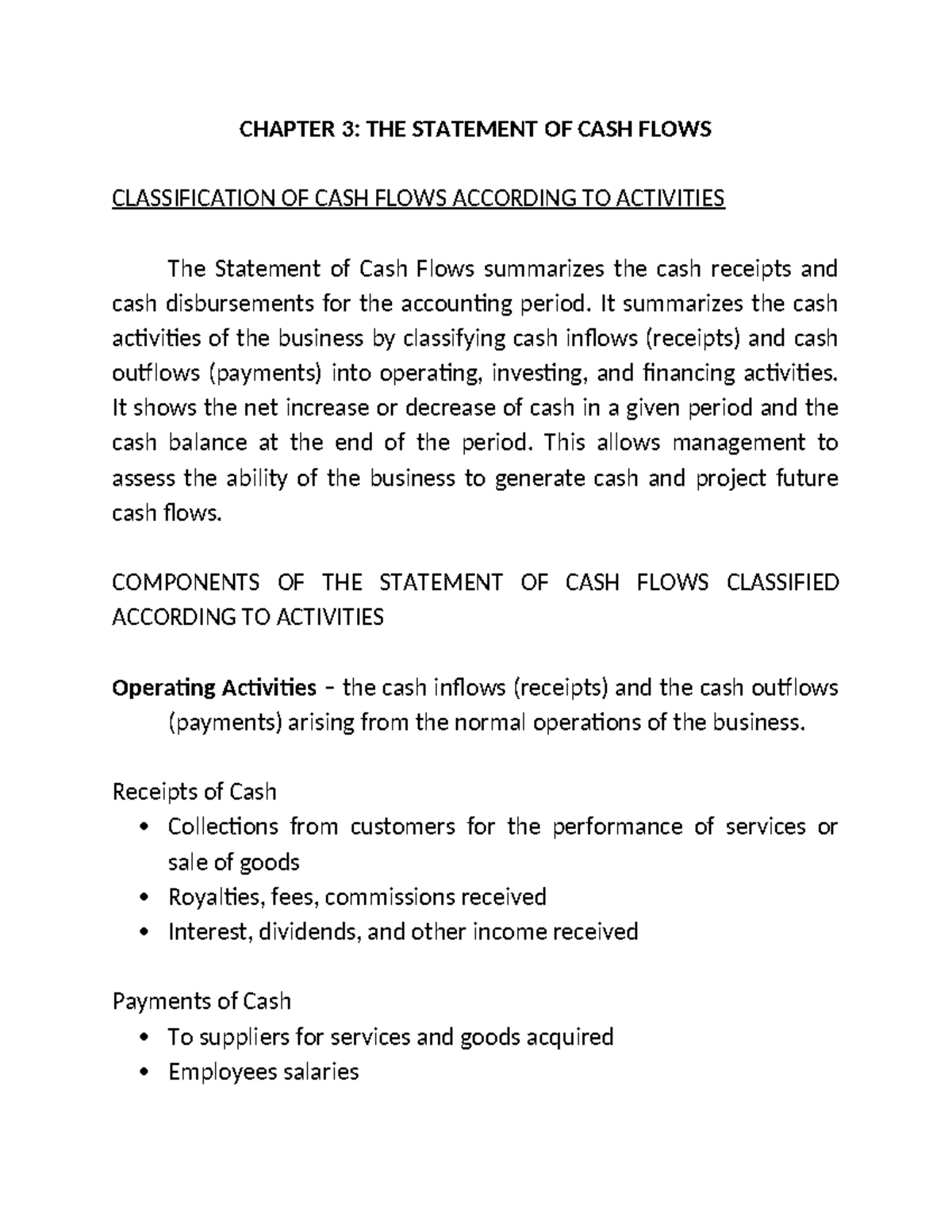 Chapter 3 - n/a - CHAPTER 3: THE STATEMENT OF CASH FLOWS CLASSIFICATION ...