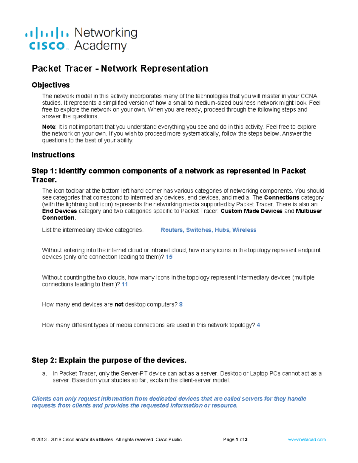 Packet Tracer - Network Representation - Packet Tracer - Network ...