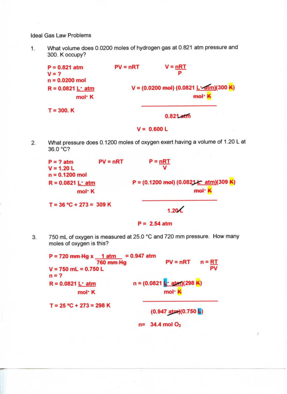 21 Ideal Gas Law Solution Key - Computer Engineering - Studocu