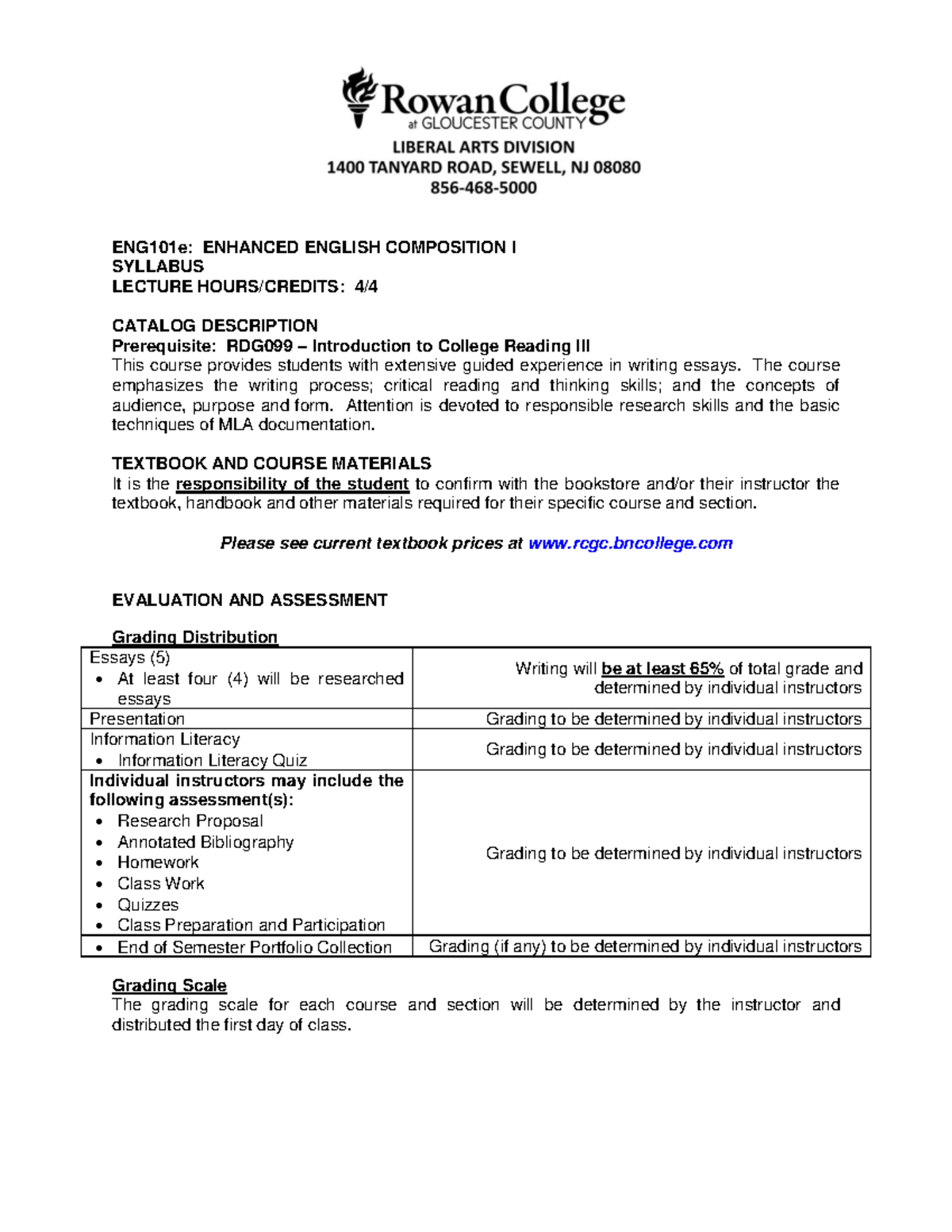 ENG 101E - ENG 101E - ENG101e: ENHANCED ENGLISH COMPOSITION I SYLLABUS ...