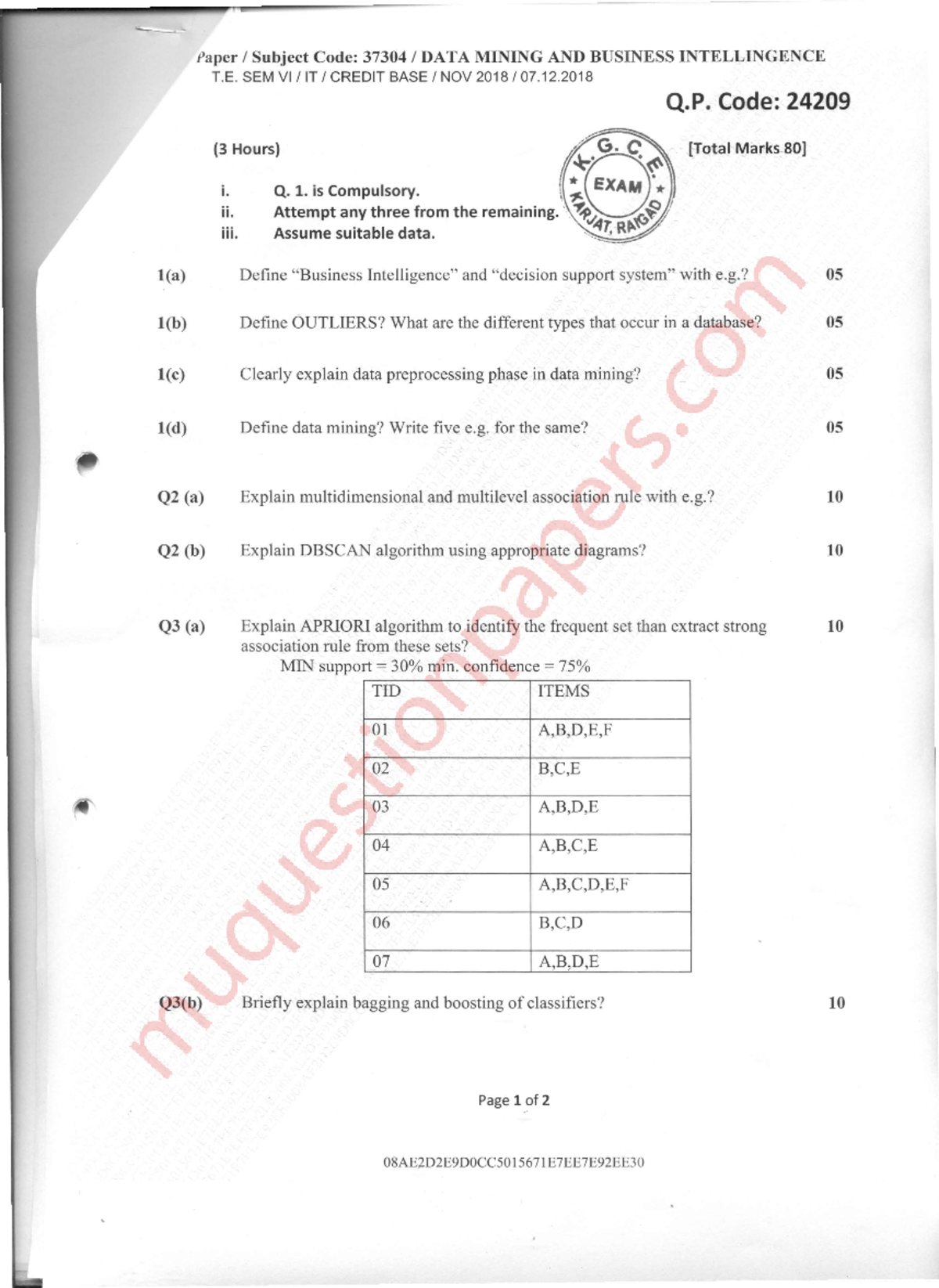 TE-IT SEM6 DMBI DEC18 - DMBI DEC-18 pyqs - Paper Subject Code: 37304 DATA MINING AND BUSINESS ...