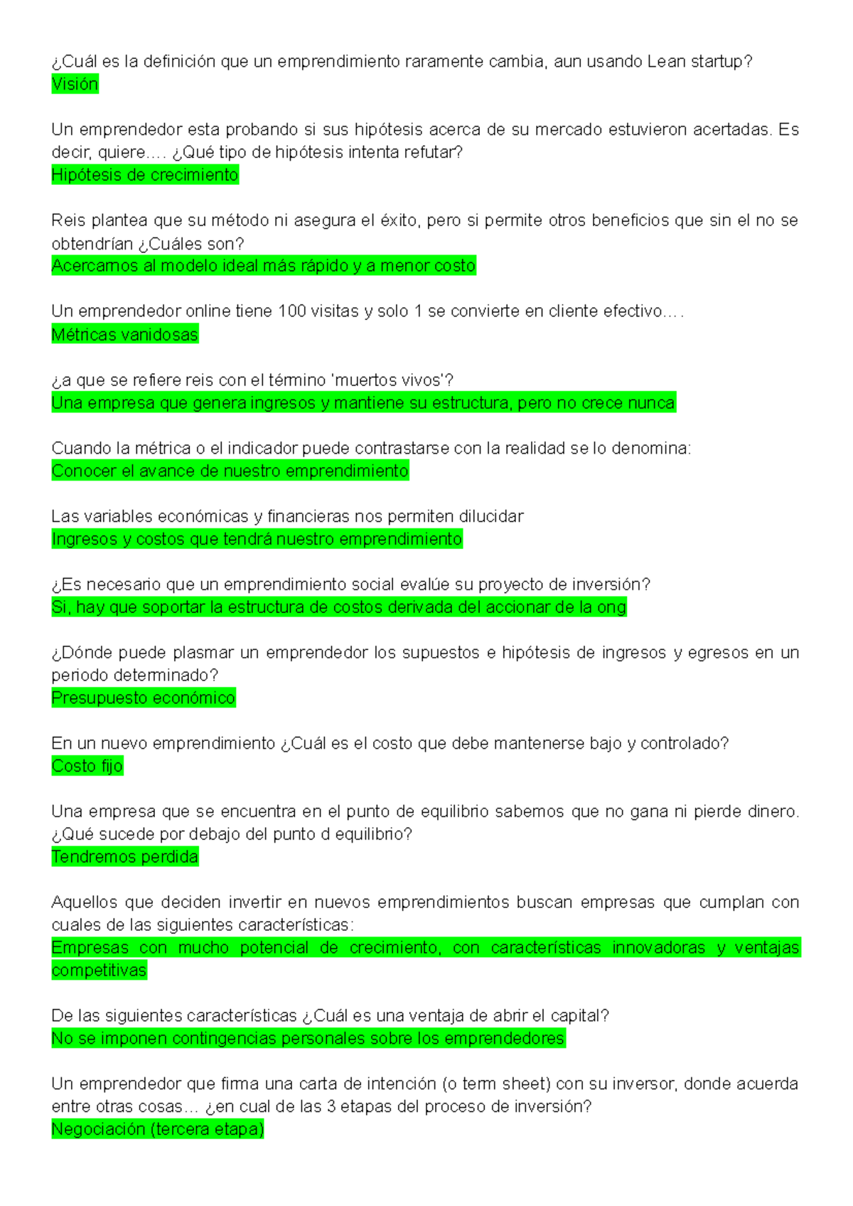 Examen DE Emprendimientos Universitarios - ¿Cuál es la definición que ...