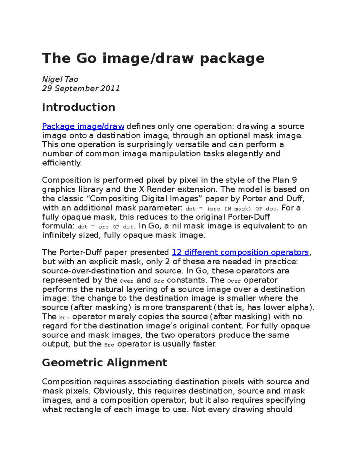 The Go image - Computer technology essays - The Go image/draw package Nigel Tao 29 September ...