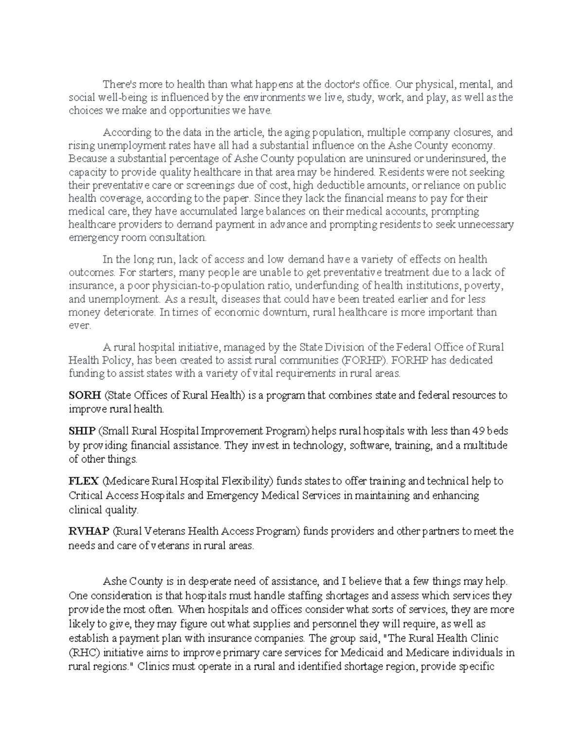 Dis. 3 - There's more to health than what happens at the doctor's ...