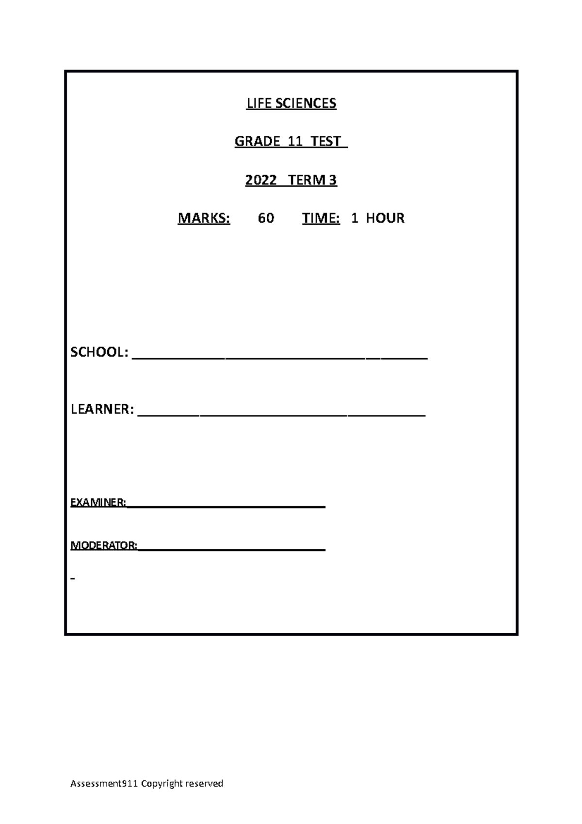 Covid 19 GEE 2022 11LSCI T3 TEST - LIFE SCIENCES GRADE 11 TEST 2022 ...