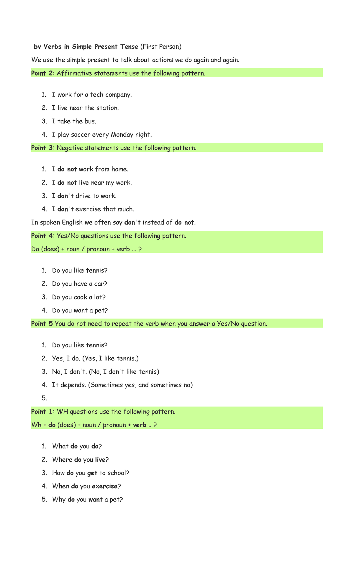 17-05-24 Simple Present Tense - bv Verbs in Simple Present Tense (First ...