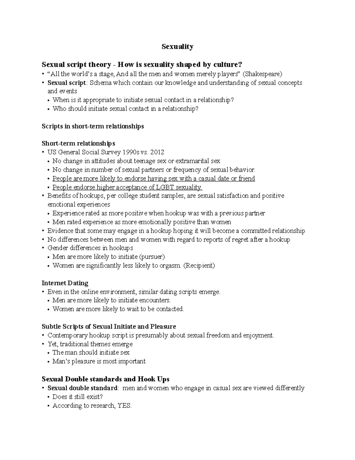 Sexuality - Lecture notes from the teacher's PowerPoint - Sexuality ...