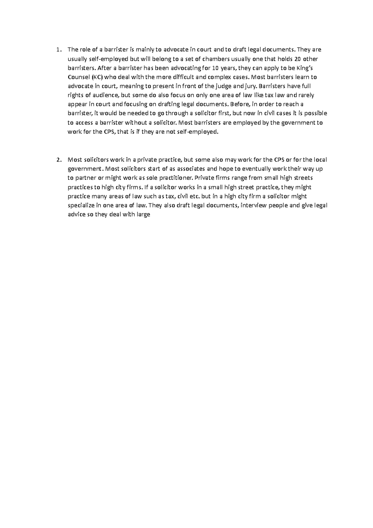 Solicitors and barristers - The role of a barrister is mainly to ...