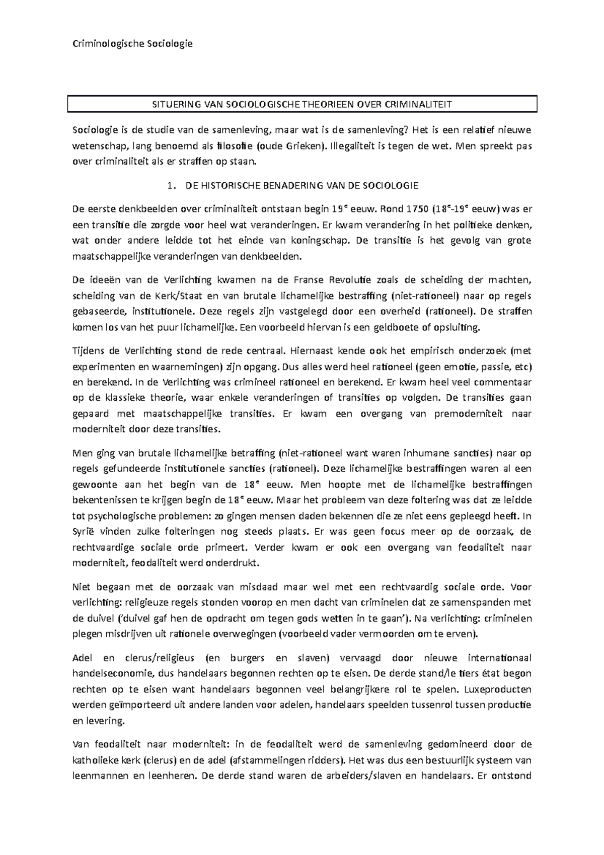 Samenvatting Inleiding In De Criminologische Sociologie Inleiding In