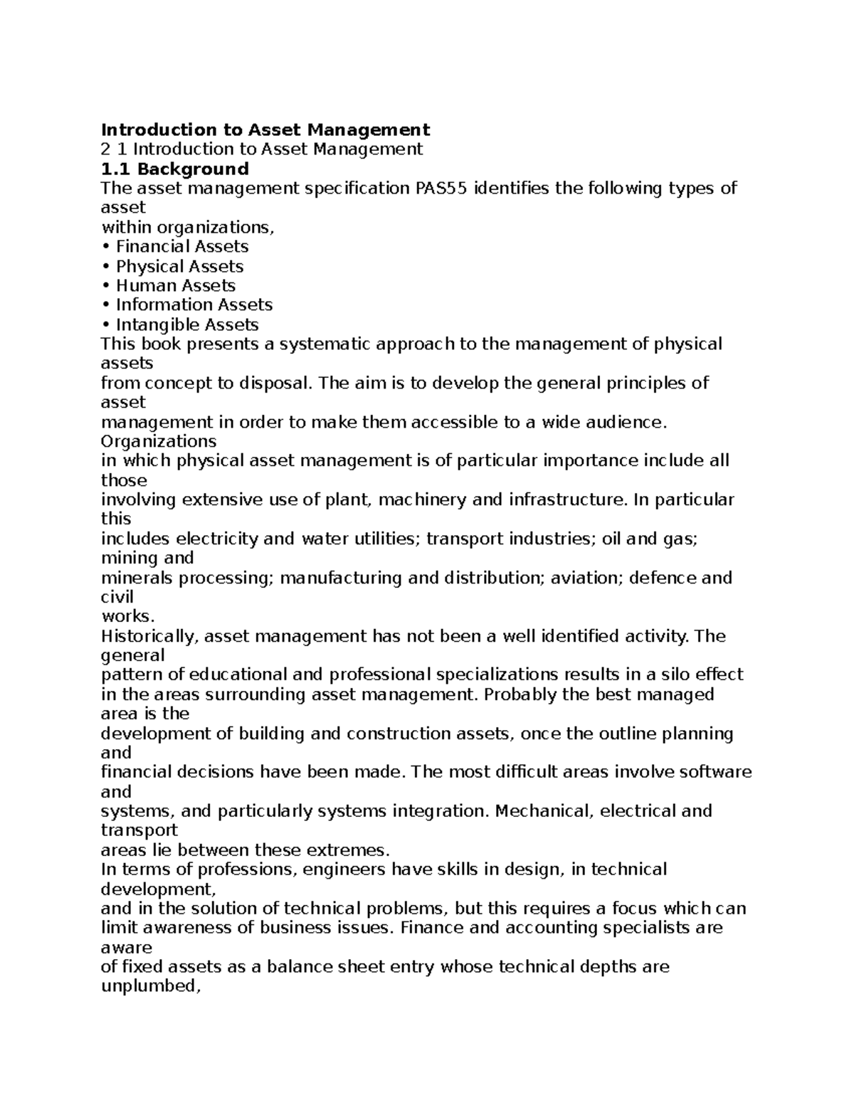 Assset Management lecture notes - Introduction to Asset Management 2 1 ...