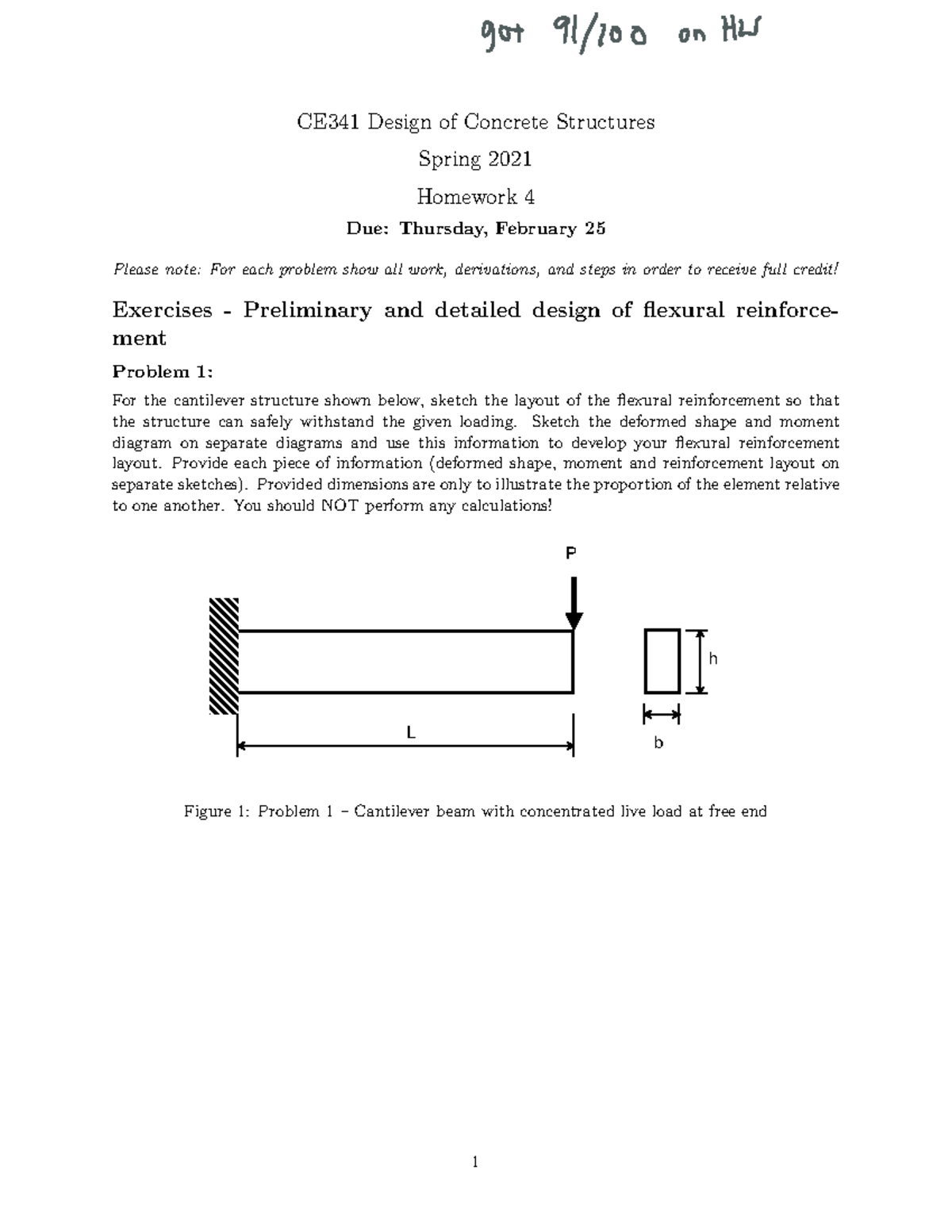 CE 341 - Hw #4 solutions - Gordon Warn Spring 2021. Cantilever ...