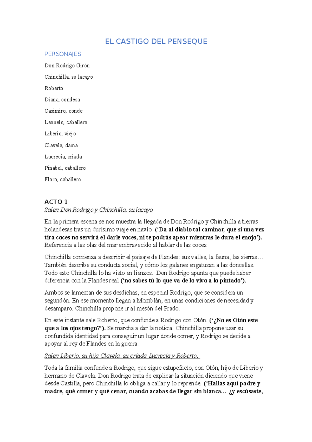 EL Castigo DEL Penseque - EL CASTIGO DEL PENSEQUE PERSONAJES Don ...