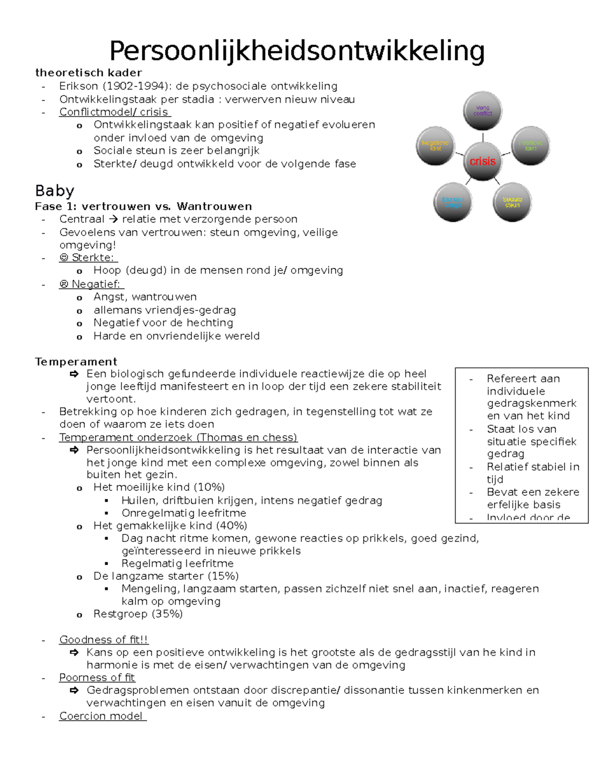 Ontwikkelingspsychologie - persoonlijkheids ontwikkeling (Hogeschool ...