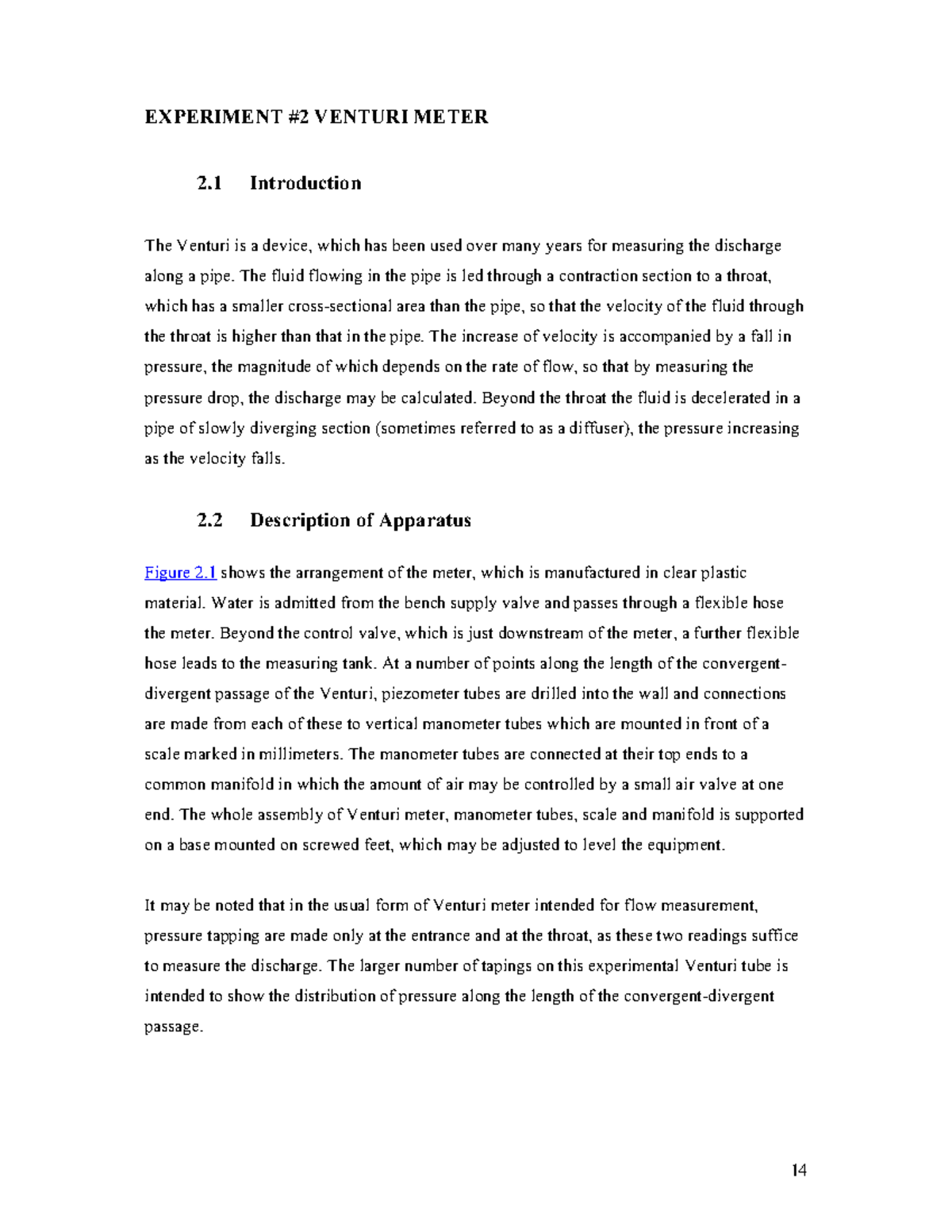Ce 214 Lab Experiment #2 Venturi Meter - Fluid Mechanics - BOUN - Studocu