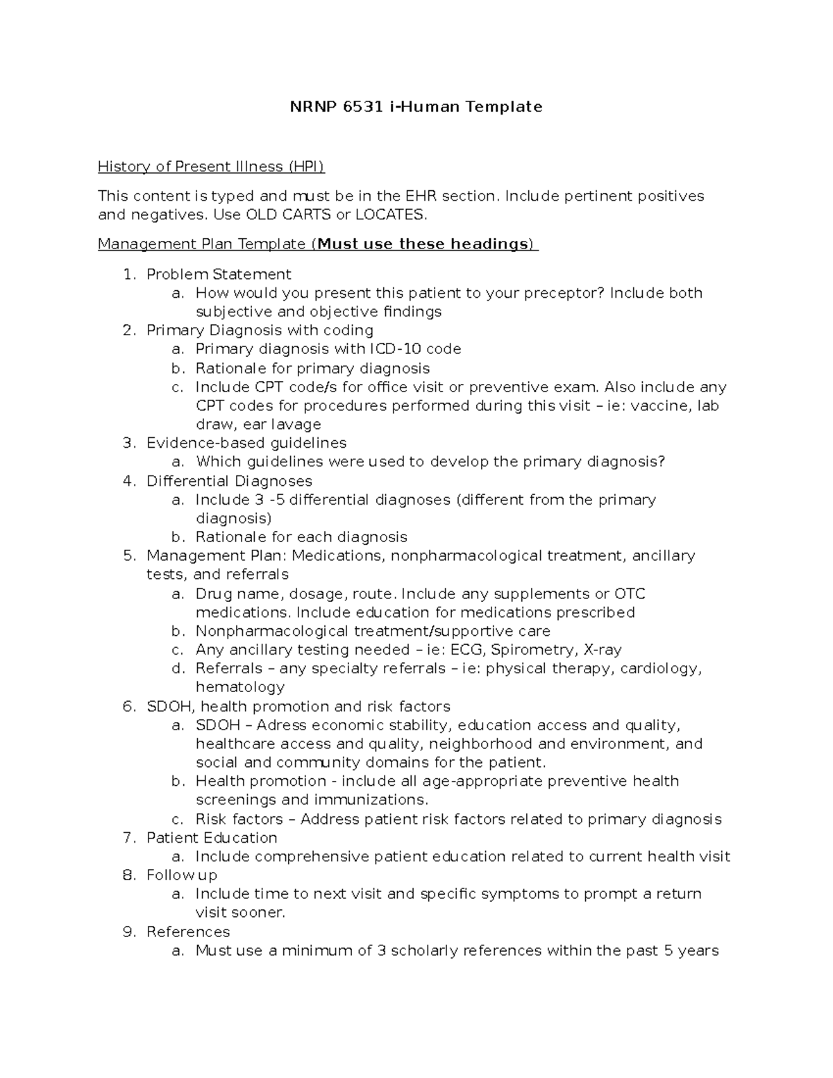 iHuman Template Final - NRNP 6531 i-Human Template History of Present ...