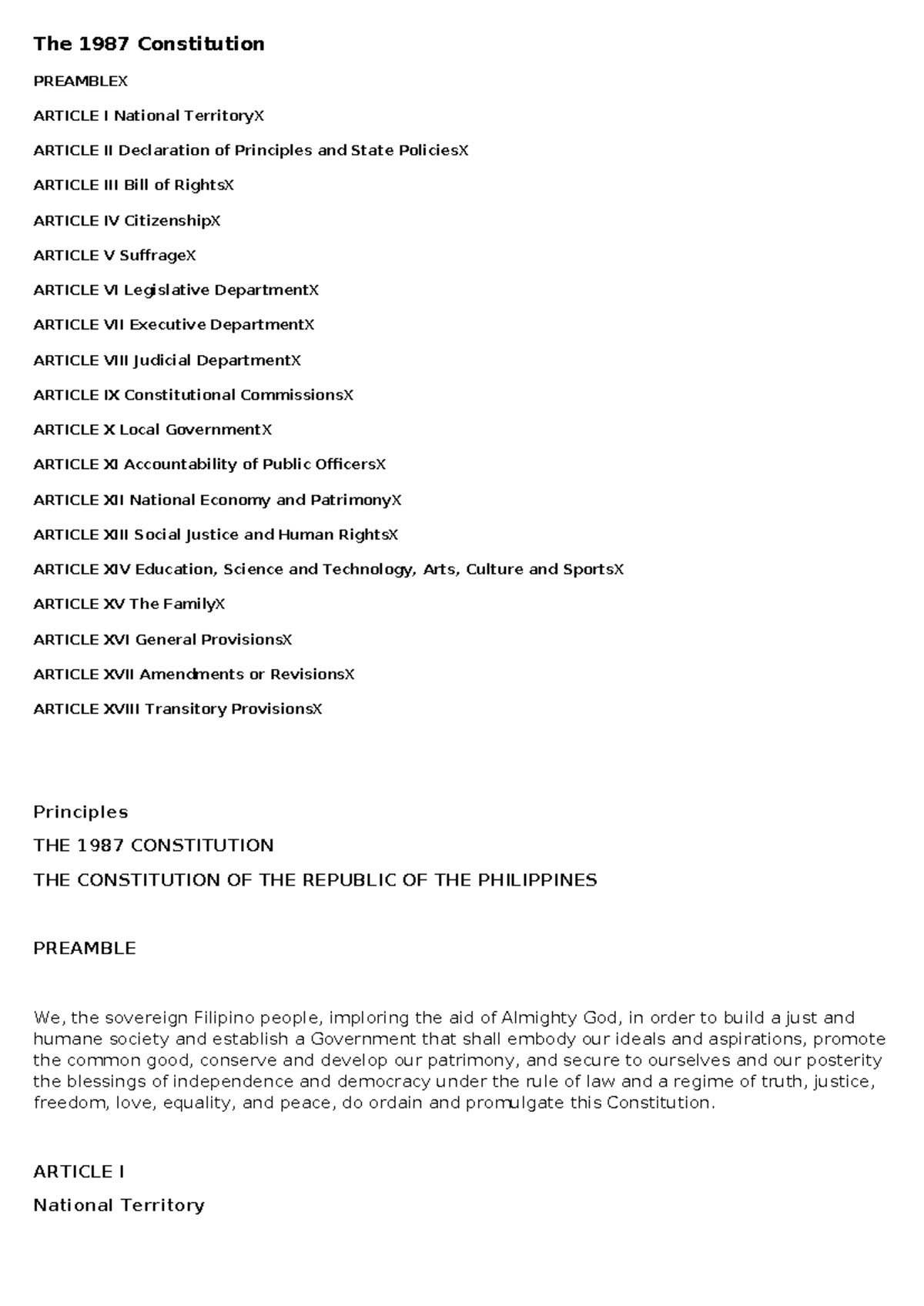 The 1987 Constitution - The 1987 Constitution PREAMBLEX ARTICLE I ...