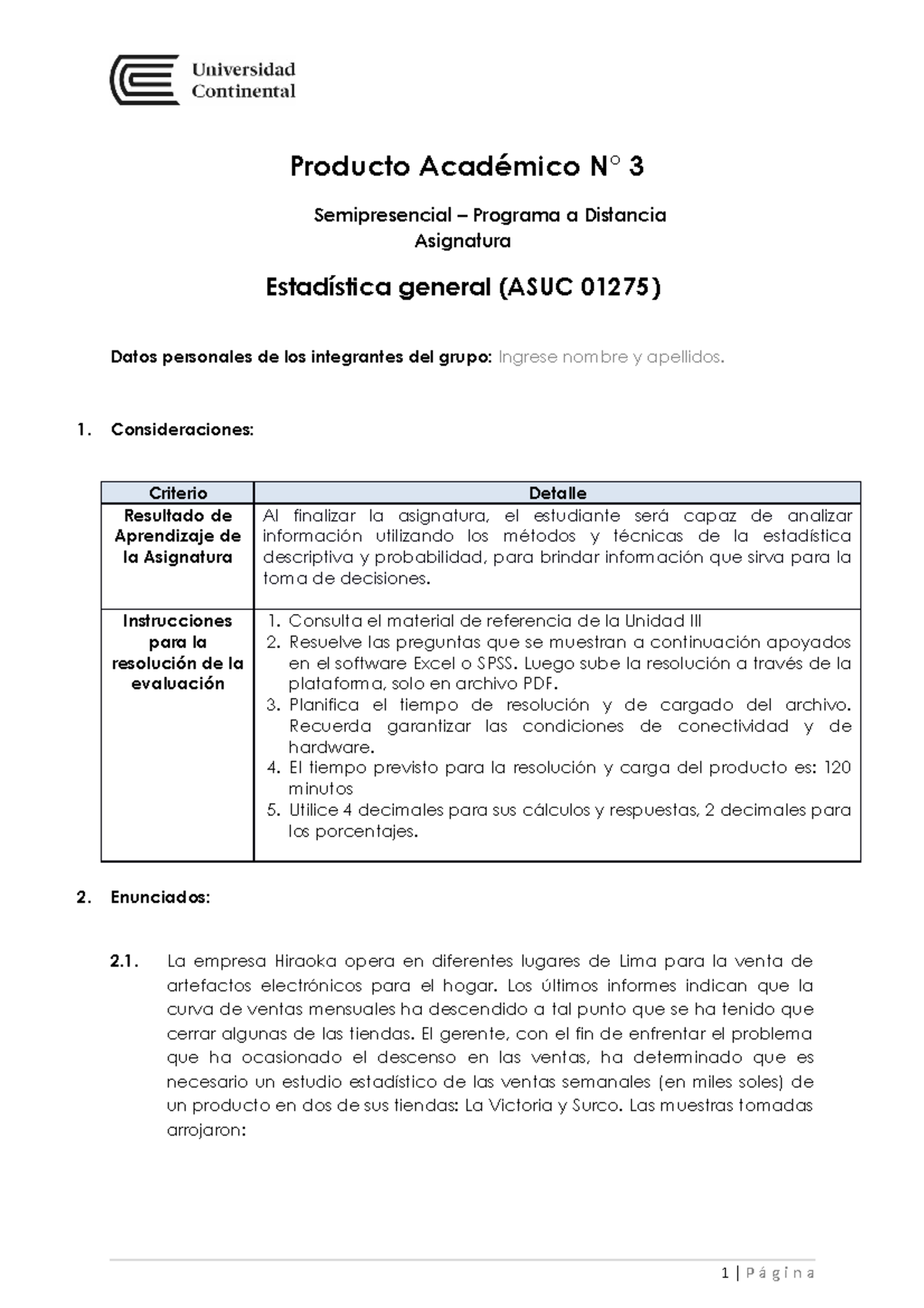 Producto Académico 3 2022 -20 - Producto Académico N° 3 Semipresencial – Programa a Distancia ...