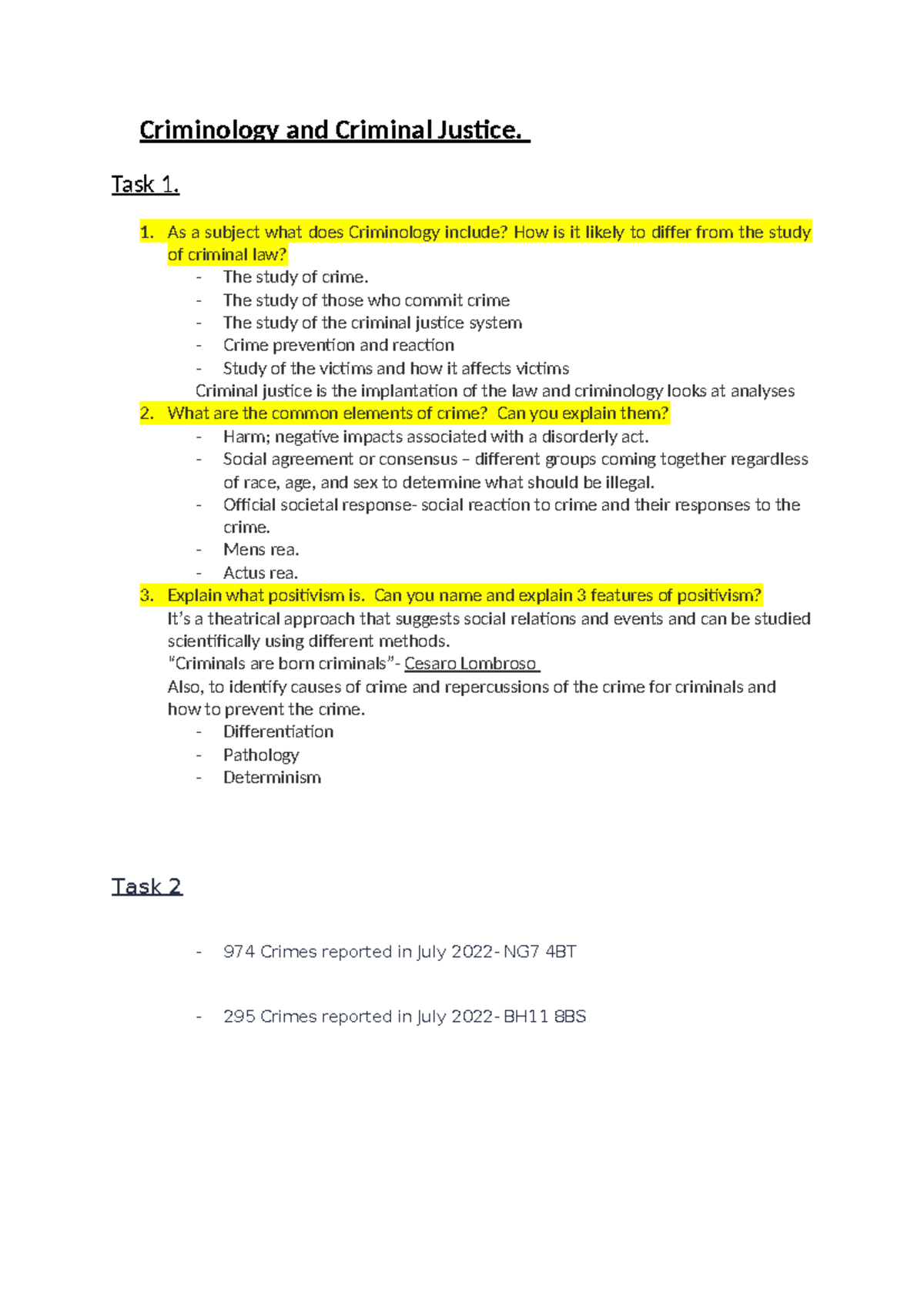 Criminology and Criminal Justic seminar 1 - Criminology and Criminal ...