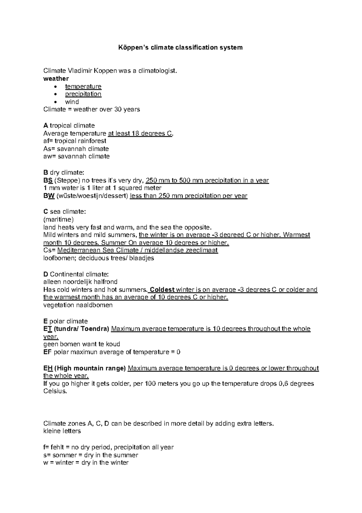 Köppen’s climate classification system - Köppen’s climate ...