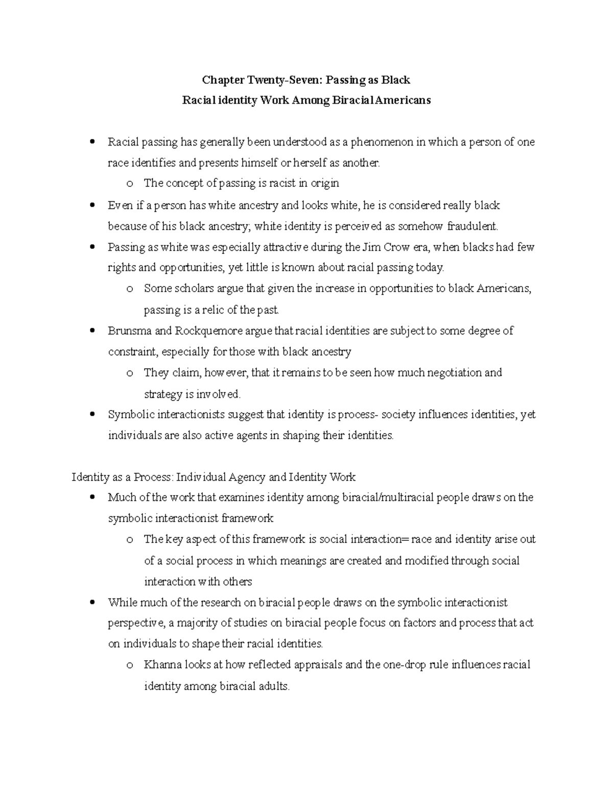 Chapter Twenty Seven Passing as Black Racial Identity Work Among ...