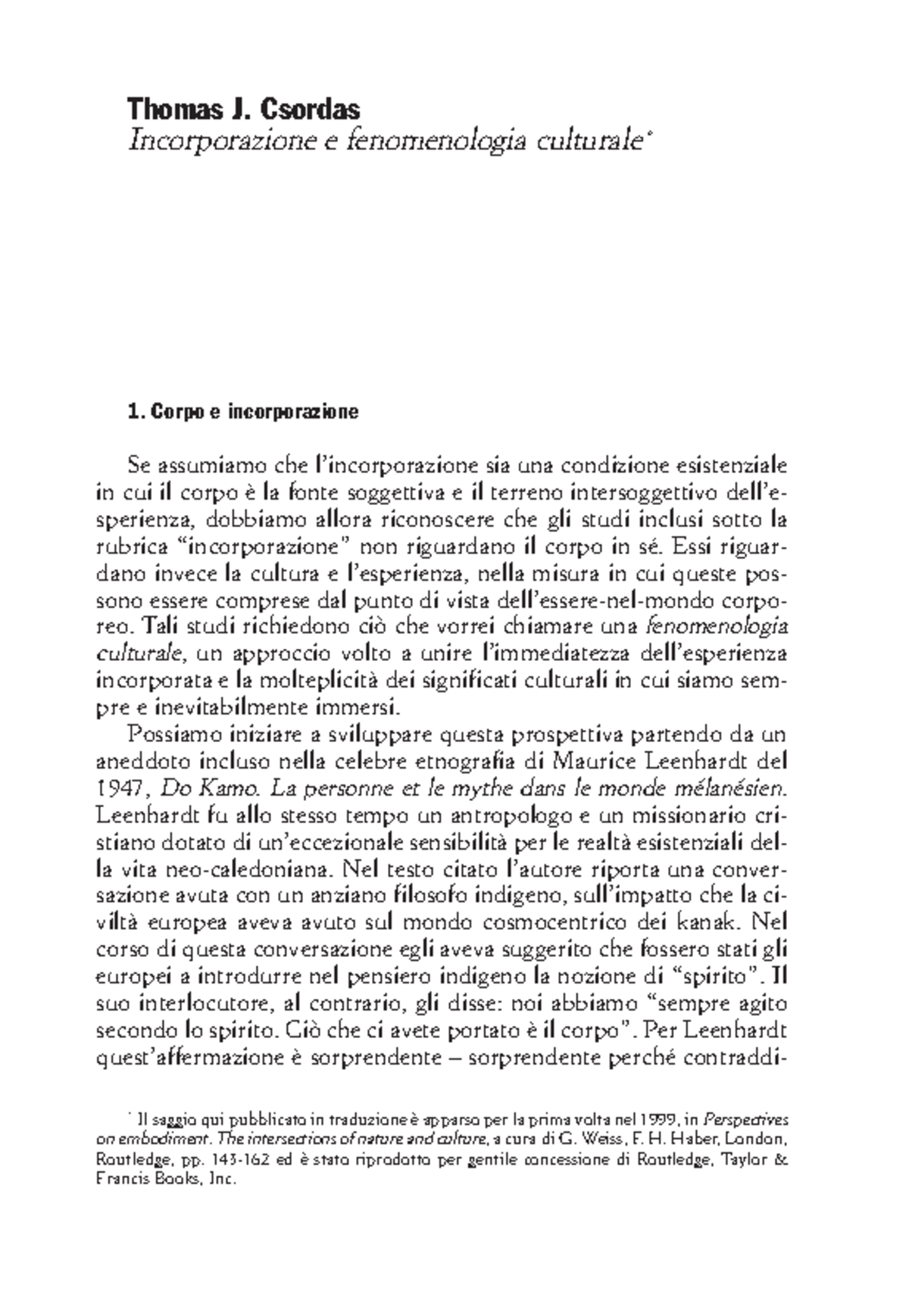 Csordas incorporazione [testo integrale] - Thomas J. Csordas ...